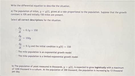 Solved Write The Differential Equation To Describe The