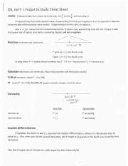 Calculus I Final Exam Integrals Area And Volume Cheat Sheet Pdf Course Hero