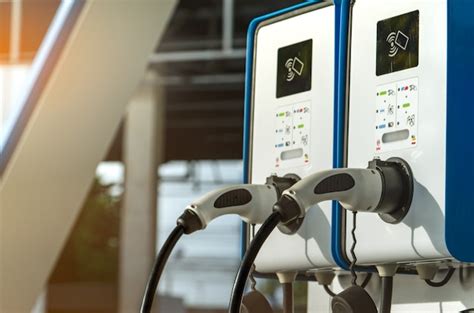 3d 렌더링 Ev 충전기 Iec 62196 전기차 충전 플러그 프리미엄 사진