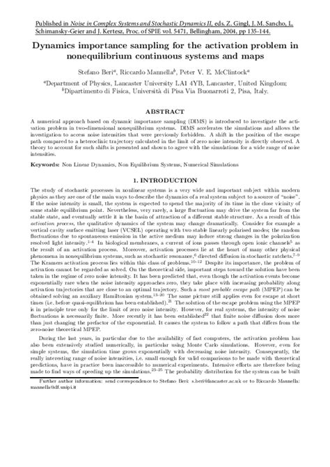 Pdf Dynamics Importance Sampling For The Activation Problem In