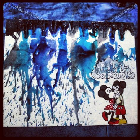 My Version Of Crayon Melting Mickey And Minnie In The Rain
