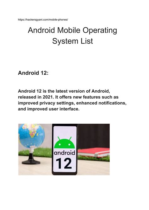 Android Mobile Operating System Listpdf