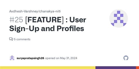 Feature User Sign Up And Profiles · Issue 25 · Avdhesh Varshney