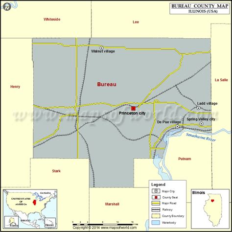 Bureau County Map Illinois