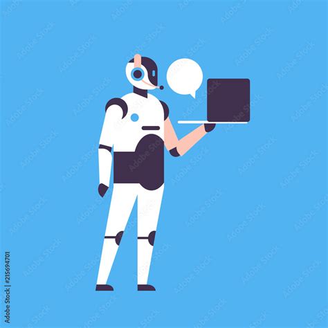 Bot Helper Chatbot Laptop Personal Assistant Chat Bubble Communication Robot Character