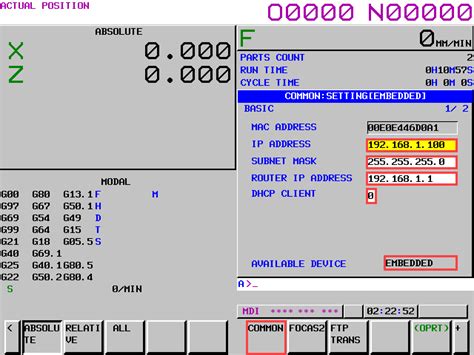 how to configure fanuc network and focas settings