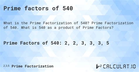 Prime Factors Of 540 Calculatio