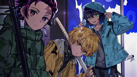 Demon Slayer 4k Featuring Tanjiro Zenitsu And Inosuke Hd Wallpaper