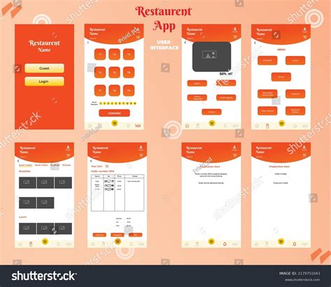 Ui Ux Mobile App Design Food Stock Vector Royalty Free Shutterstock