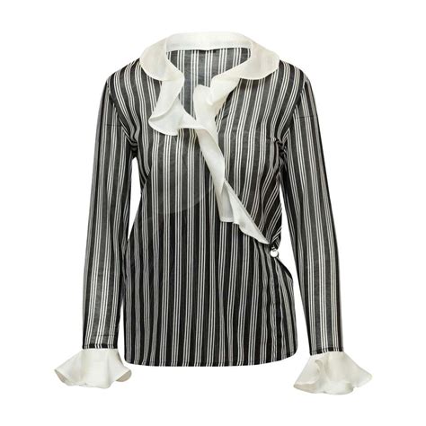 Valentino Black And White Striped Blouse For Sale At 1stdibs Black