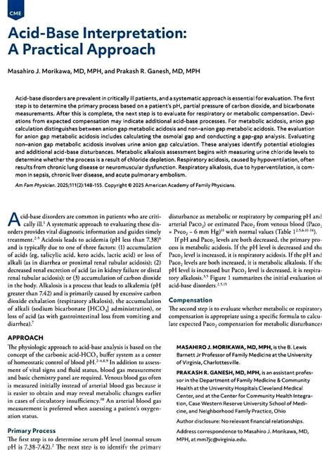 Acid Base Interpretation Mariam A UDocz