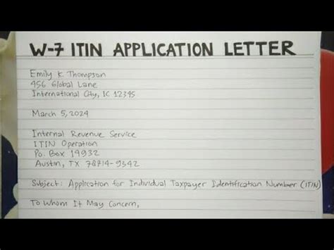 How To Write A W-7 ITIN Application Letter Step by Step Guide | WritingPractices - YouTube