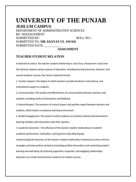 Student Teacher Relation Pdf