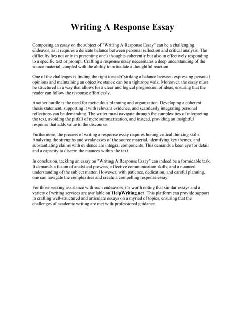 Writing A Response Essay Pdf