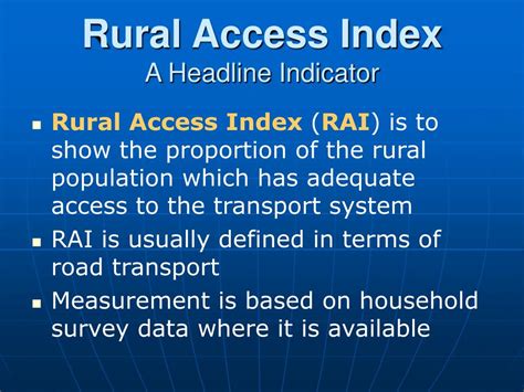 Ppt Rural Access Index A Headline Indicator Powerpoint Presentation