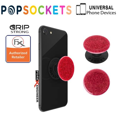 Popsockets Popgrip Swappable Premium Glitter Red Barcode