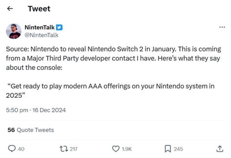 Nintendo Switch 2 Reveal Date Is Just Weeks Away Claim Multiple Leaks