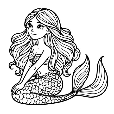 Hermosa Sirena Como Motivo único Dibujo Para Colorear Gratis