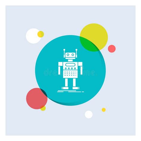 Robot Android Artificial Bot Technology White Glyph Icon Colorful Circle Background Stock