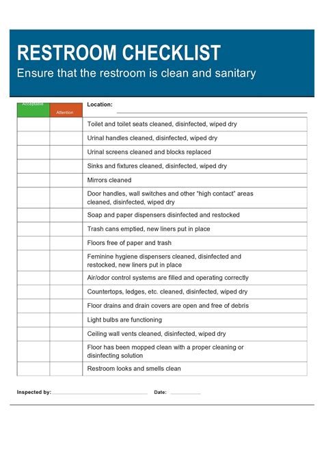 Free Printable Bathroom Cleaning Checklist Template Printable
