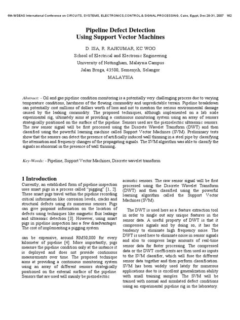 Pipeline Defect Detection Using Support Vector Machines Pdf Support