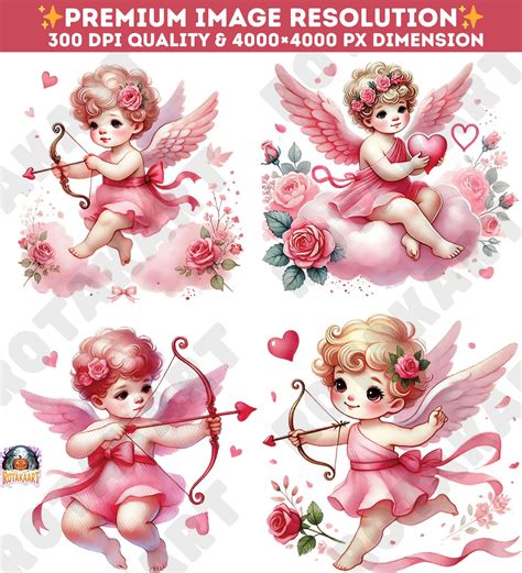 Pink Cupid Clipart Bundle 20 Png Valentines Day Cute Cupid Clipart