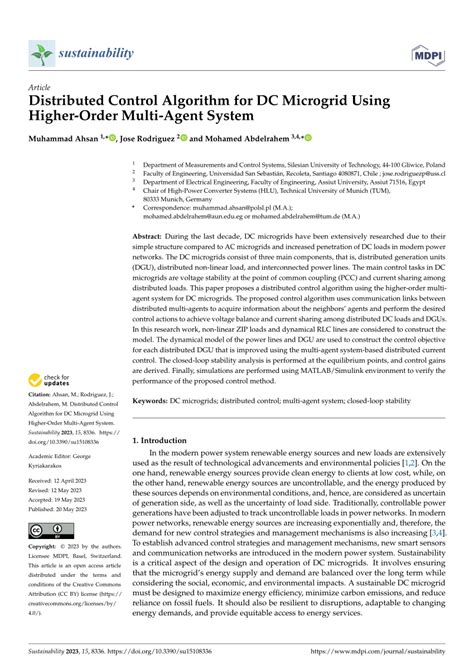 Pdf Distributed Control Algorithm For Dc Microgrid Using Higher Order