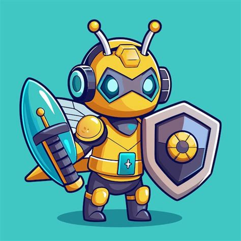 Cute Bee Robot Premium Ai Generated Vector