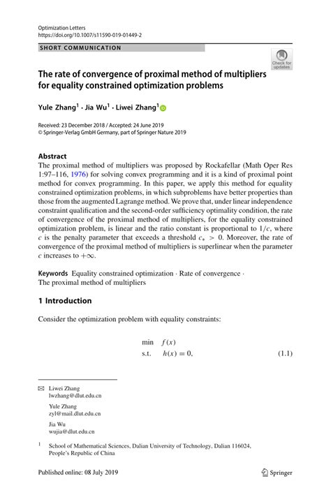 Pdf The Rate Of Convergence Of Proximal Method Of Multipliers For