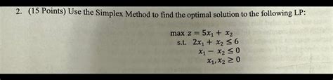 Solved 15 ﻿points ﻿use The Simplex Method To Find The