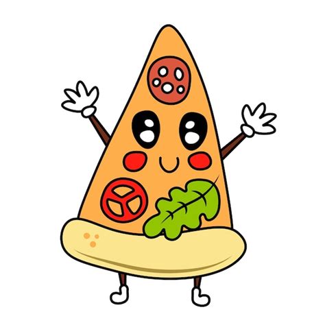 Premium Vector Cute Smiling Pizza Slice Character