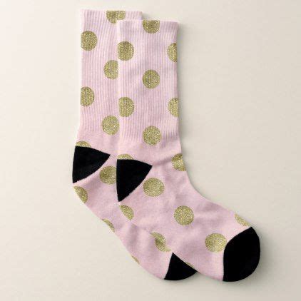 Soft Rose Pink Gold Glitter Glam Polka Dots Cute Socks Zazzle Cute
