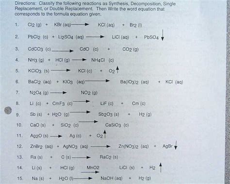 Understanding Chemical Reactions An Answer Key Exploration