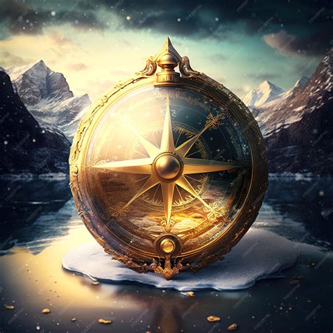 Premium Ai Image Compass In An Ocean Landscape