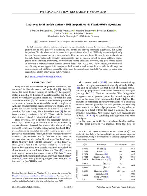 pdf improved local models and new bell inequalities via frank wolfe