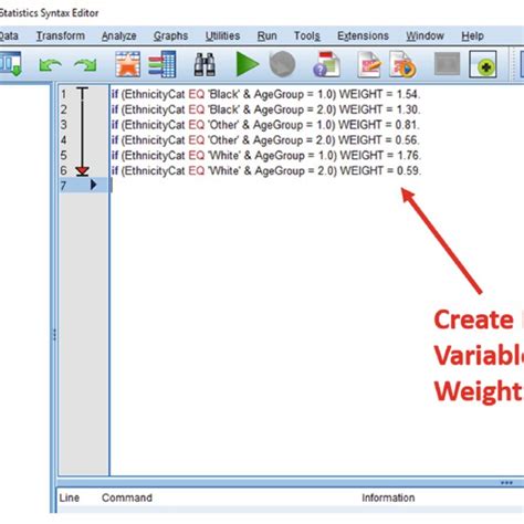 Screenshot Showing Syntax For Creating Weight Variable Download