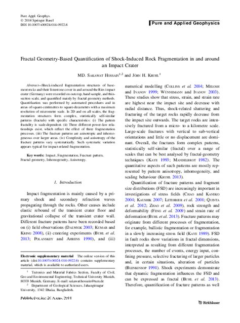pdf fractal geometry based quantification of shock induced rock