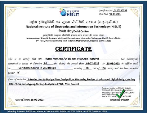 Nielit Vlsidesign Vlsi Project Certificate Vlsi Fpgaboard Fpga