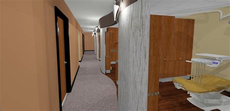 Hallway To Ops With Patterned Plexiglass Walls Office Layout Dental