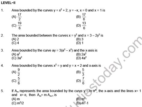 Jee Mathematics Area Under Curve Mcqs Set A With Answers