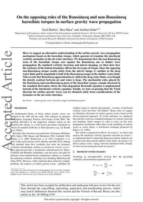 Pdf On The Opposing Roles Of The Boussinesq And Non Boussinesq Baroclinic Torques In Surface