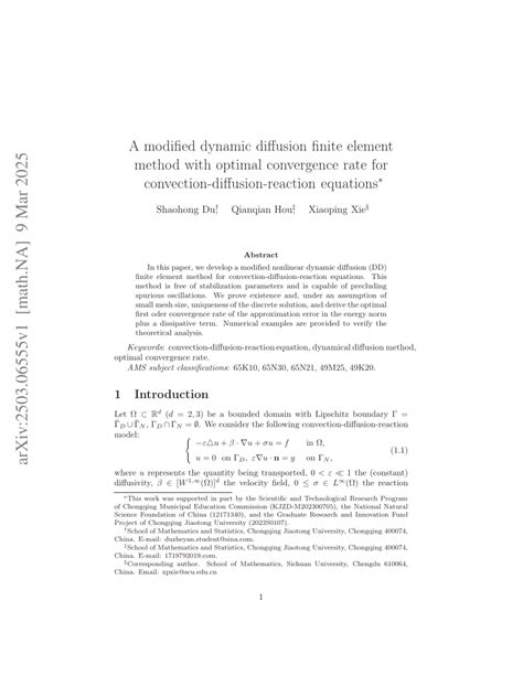 Pdf A Modified Dynamic Diffusion Finite Element Method With Optimal