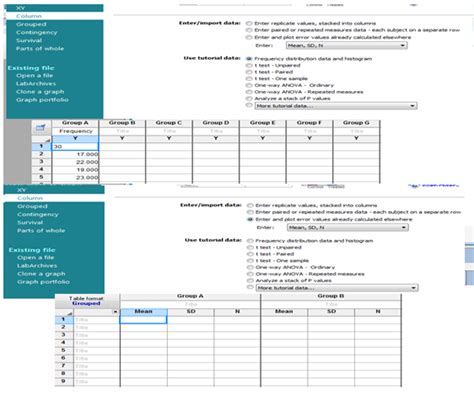 Selecting Models To Import Data For Xy Columns And Grouped Tables In Prism