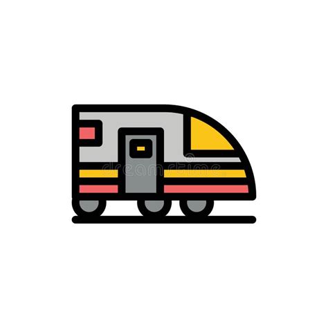Station Subway Train Transportation Flat Color Icon Vector Icon
