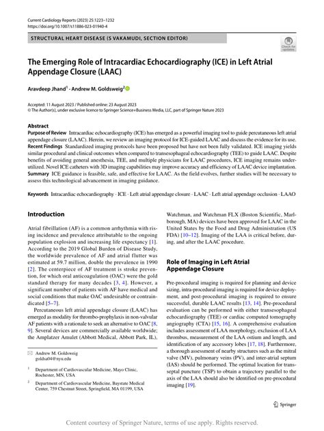 The Emerging Role Of Intracardiac Echocardiography Ice In Left Atrial Appendage Closure Laac