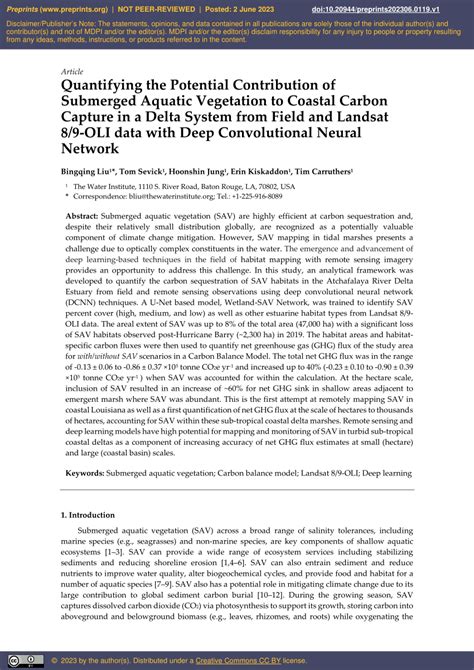 pdf quantifying the potential contribution of submerged aquatic