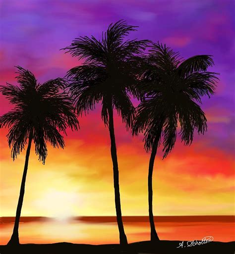 Tropical Beach Sunset Painting
