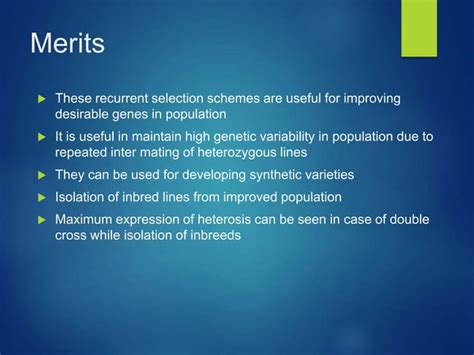 Recurrent Selection Schemes Pptx Genetics Science