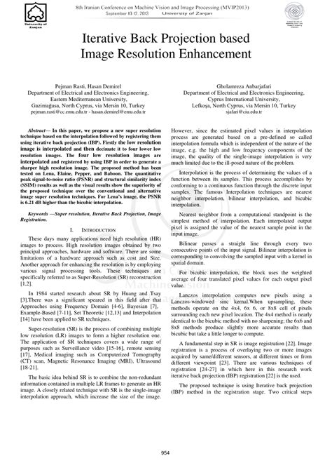 pdf iterative back projection based image resolution enhancement
