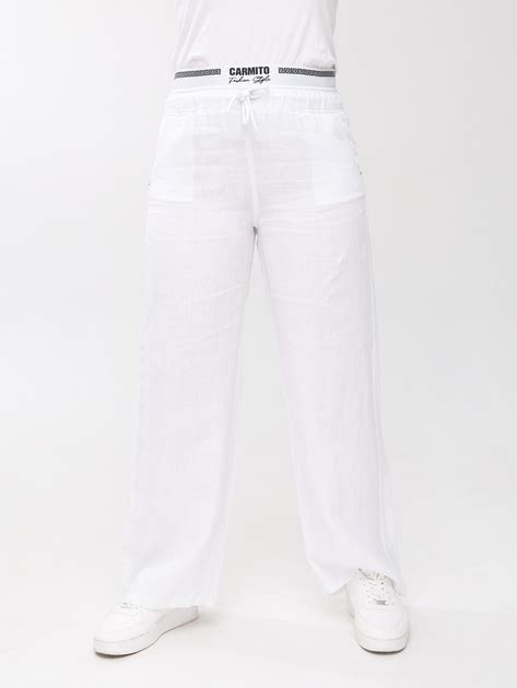 Штани жіночі білі прямі лляні літні 10224 2 W38l32 Брендовий одяг Rozetka